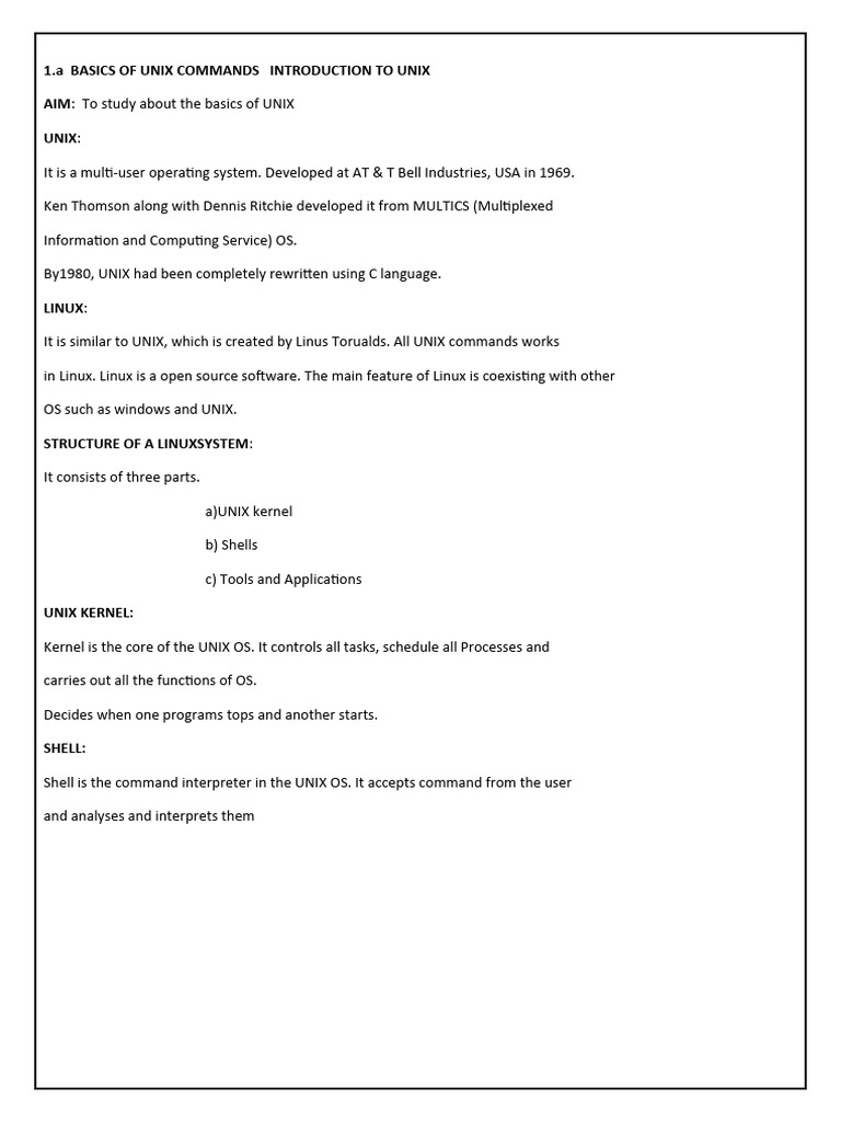 Basics of UNIX Commands and Shell Scripting | PDF | Scheduling ...