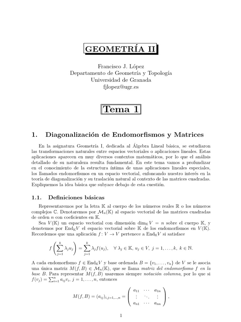 Geometria II | PDF | Valores propios y vectores propios | Matriz (Matemáticas)