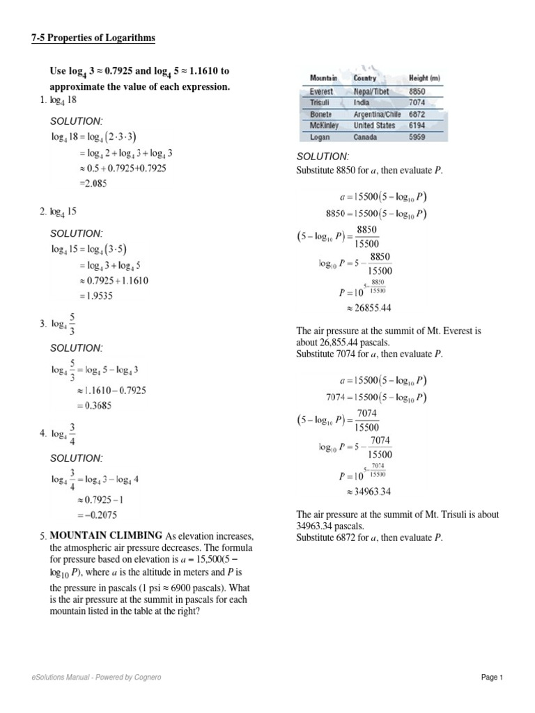 Logarithmic Functions and Applications | PDF | Logarithm | Moment ...