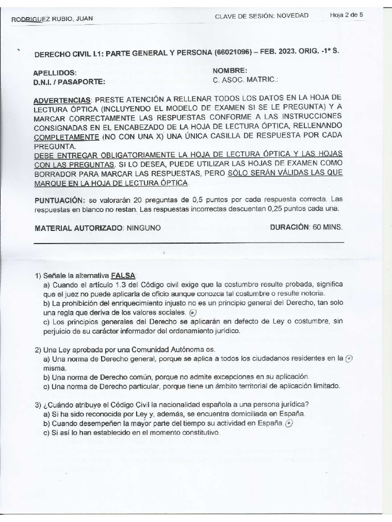 Examen Civil Ene 23 | PDF