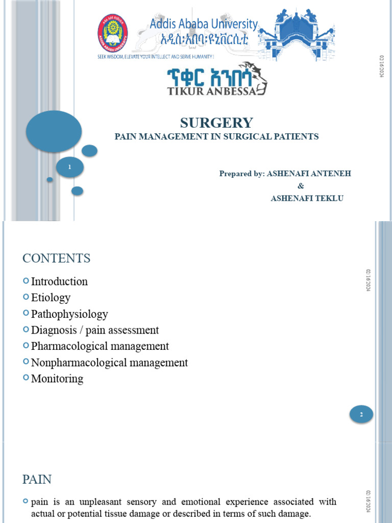 Pain Management in Surgical Patients | PDF | Analgesic | Pain