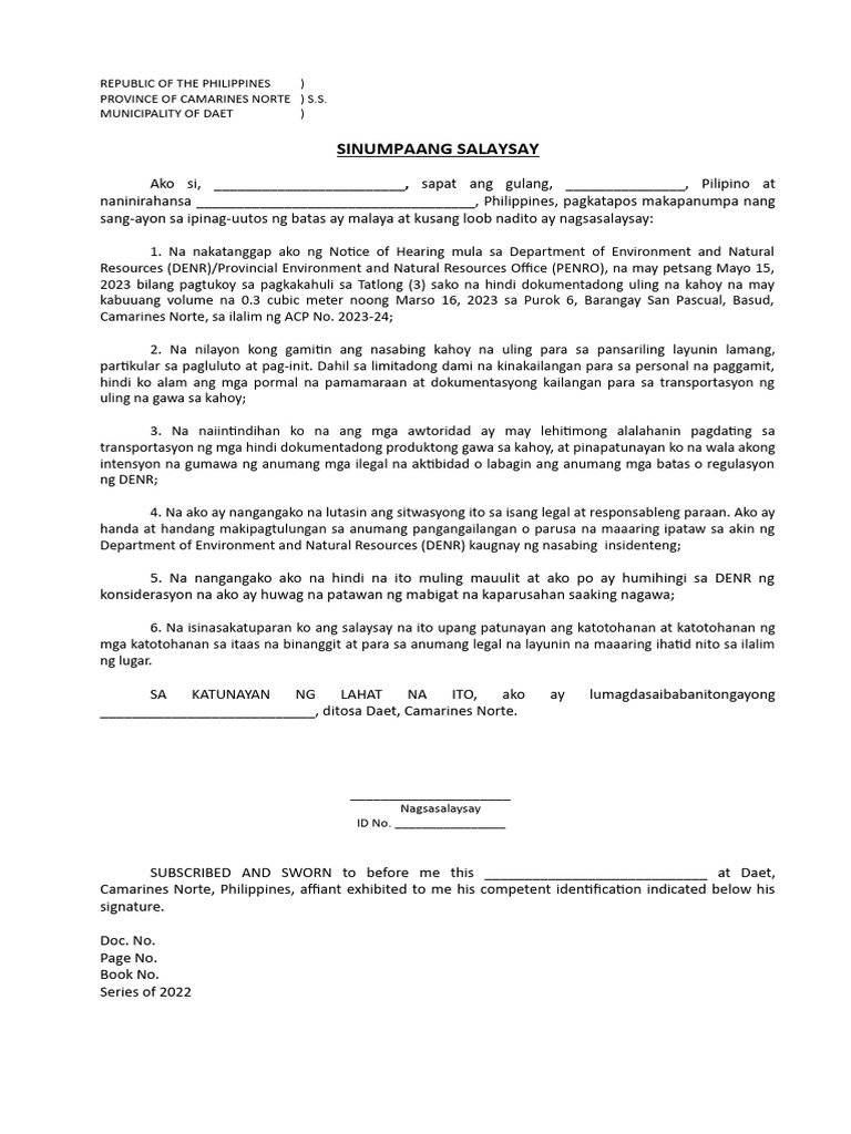 SINUMPAANG SALAYSAY (DENR) Encoded | PDF
