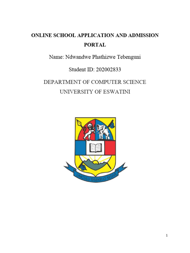 Online School Admission Portal In Eswatini Pdf Software Prototyping
