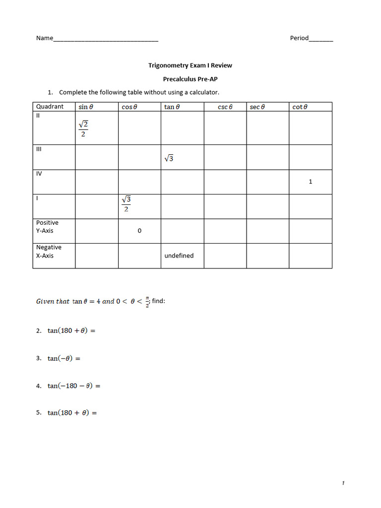 Precal Test Review 3.1 | PDF | Surveying | Area