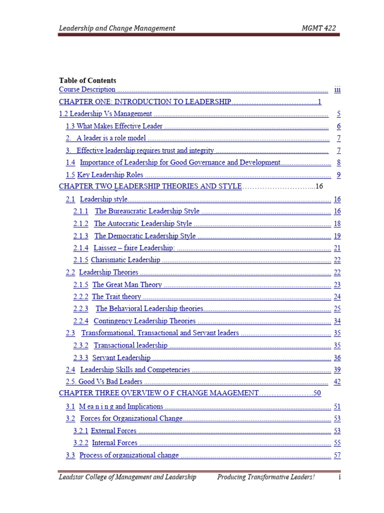 Leadership and Change Management PDF | Download Free PDF | Leadership ...