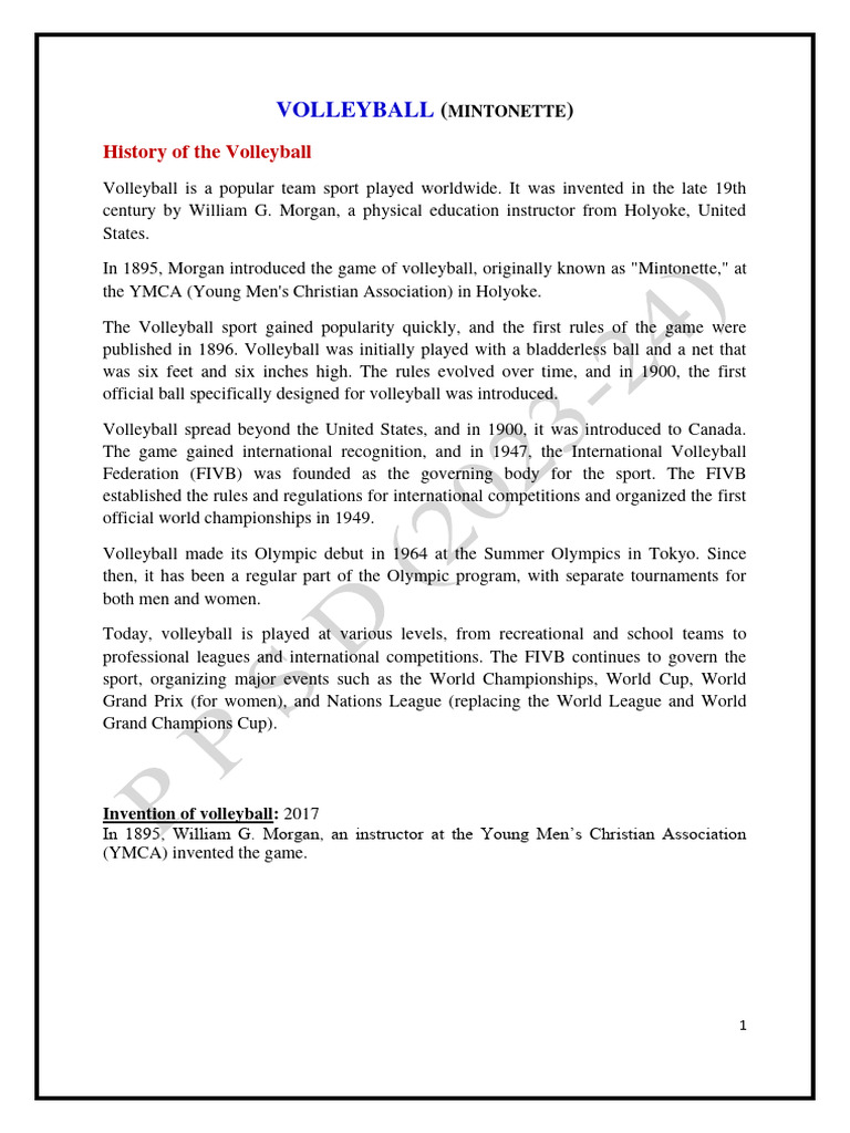 Volleyballdasdasd Notes | PDF | Volleyball | Sports