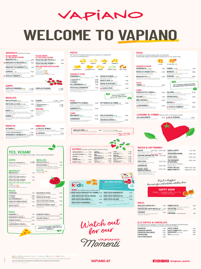Vapiano Menu and Nutritional Info | PDF | Tomato Sauce | Pizza
