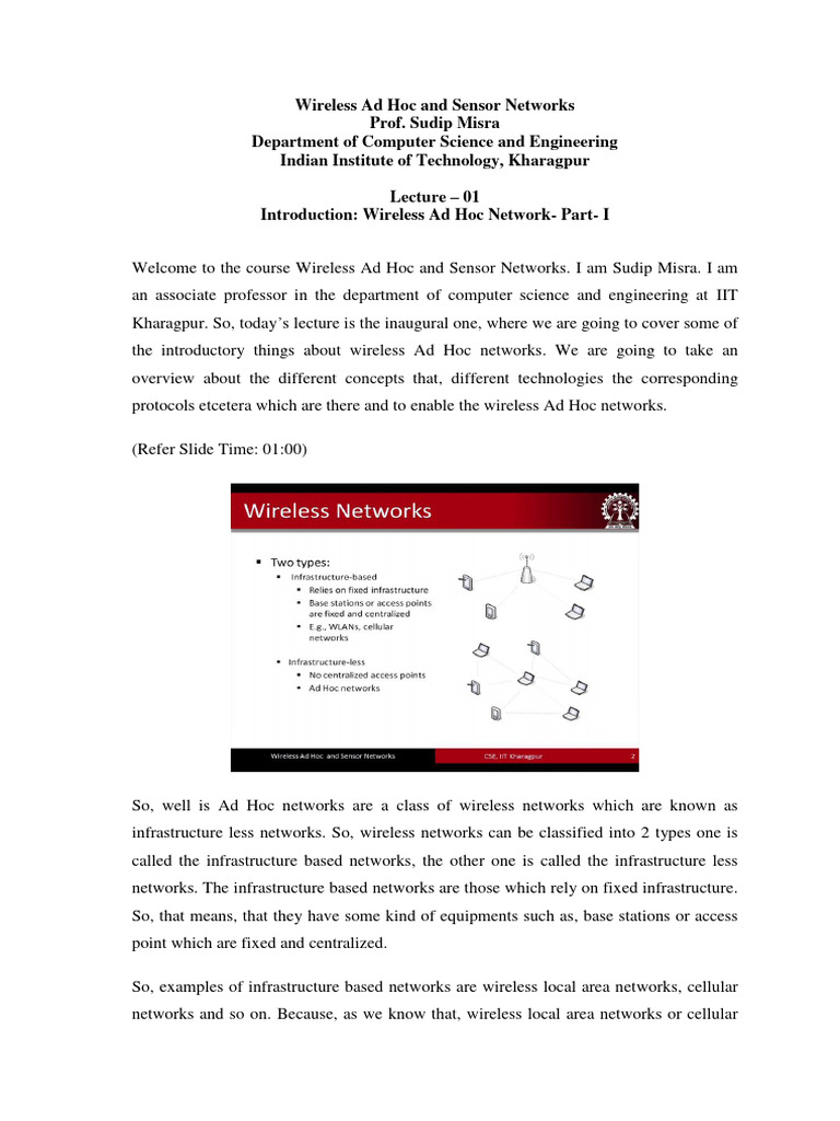 lec1 | PDF | Wireless Ad Hoc Network | Computer Network