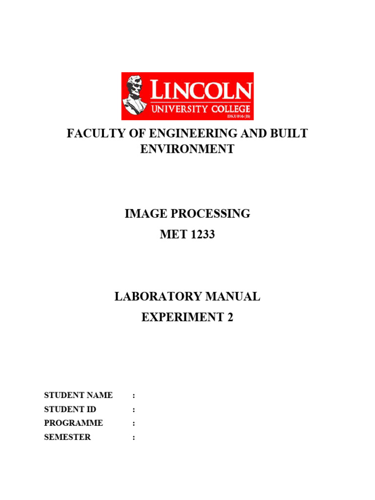 Lab Experiment 2 - MET1233 | PDF | Vision | Image Processing