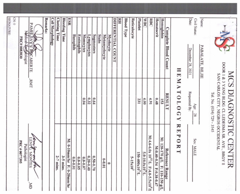 Hematology Report | PDF