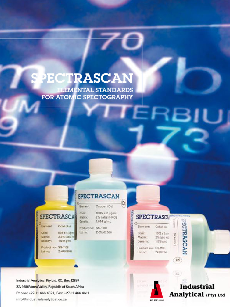 SolutionCRMsforAASAndICP Spectrascan | PDF | Silicon Dioxide | Nitric Acid