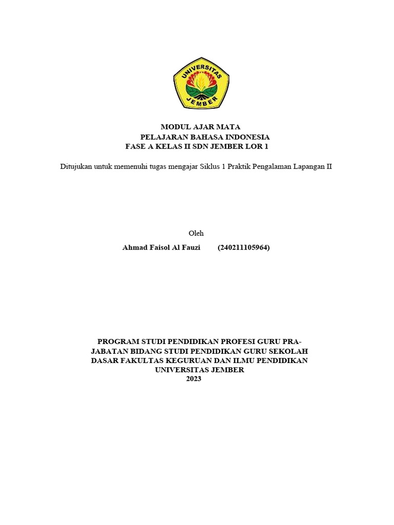 Ahmad Faisol Al Fauzi - Modul Bahasa Inndonesia Kelas 2 | PDF