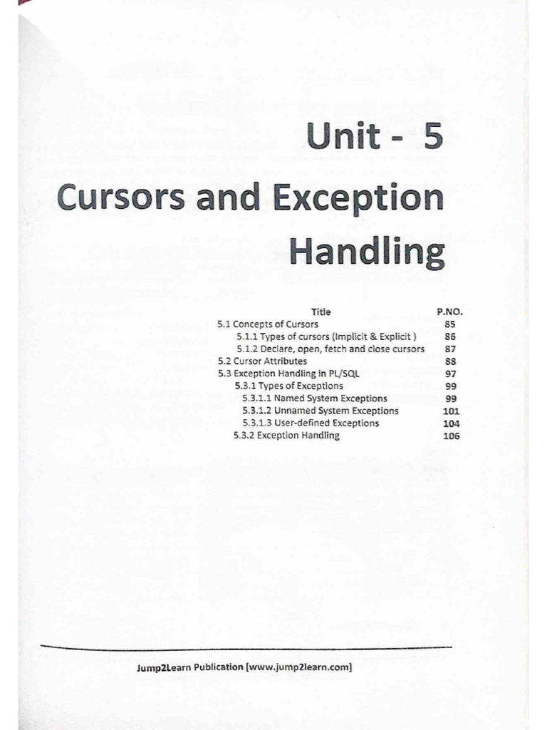 CH - 5 Cursors and Exceptions Handling | PDF