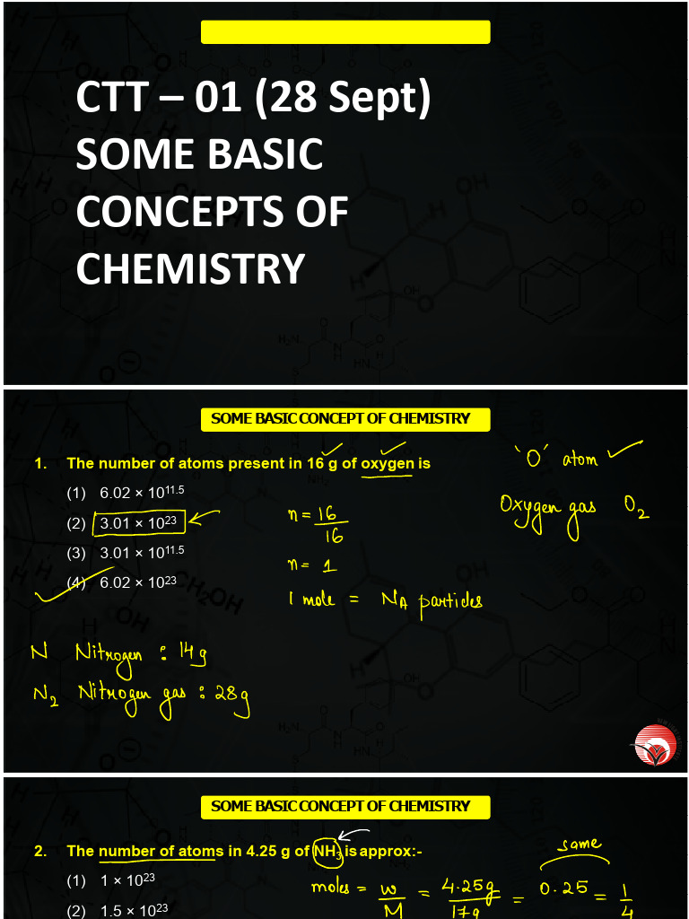 Basic Chemistry Concepts Quiz | PDF | Mole (Unit) | Chemistry
