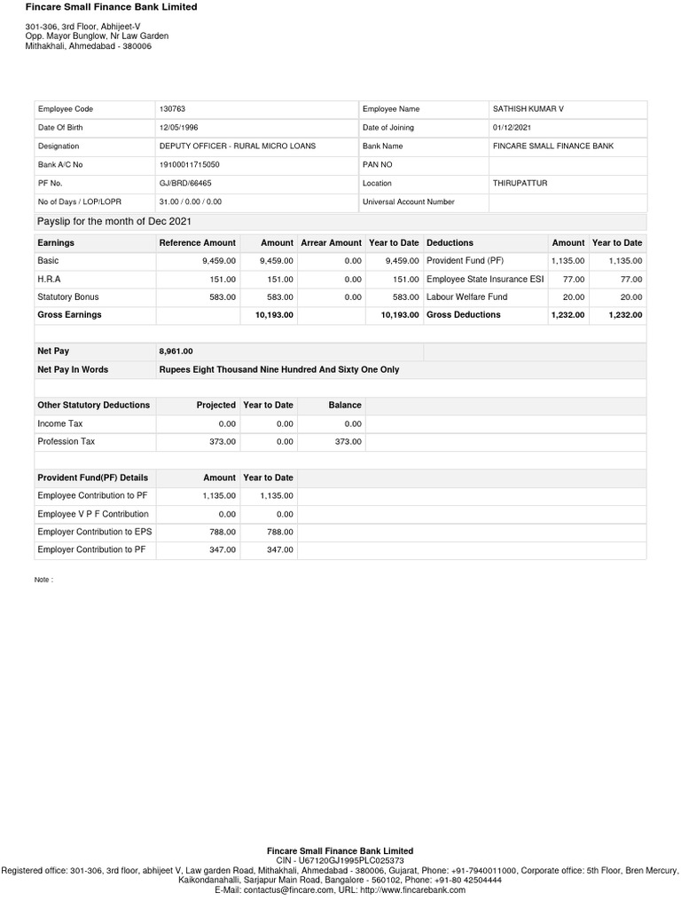 Payslip | PDF | Paycheck | Government Finances