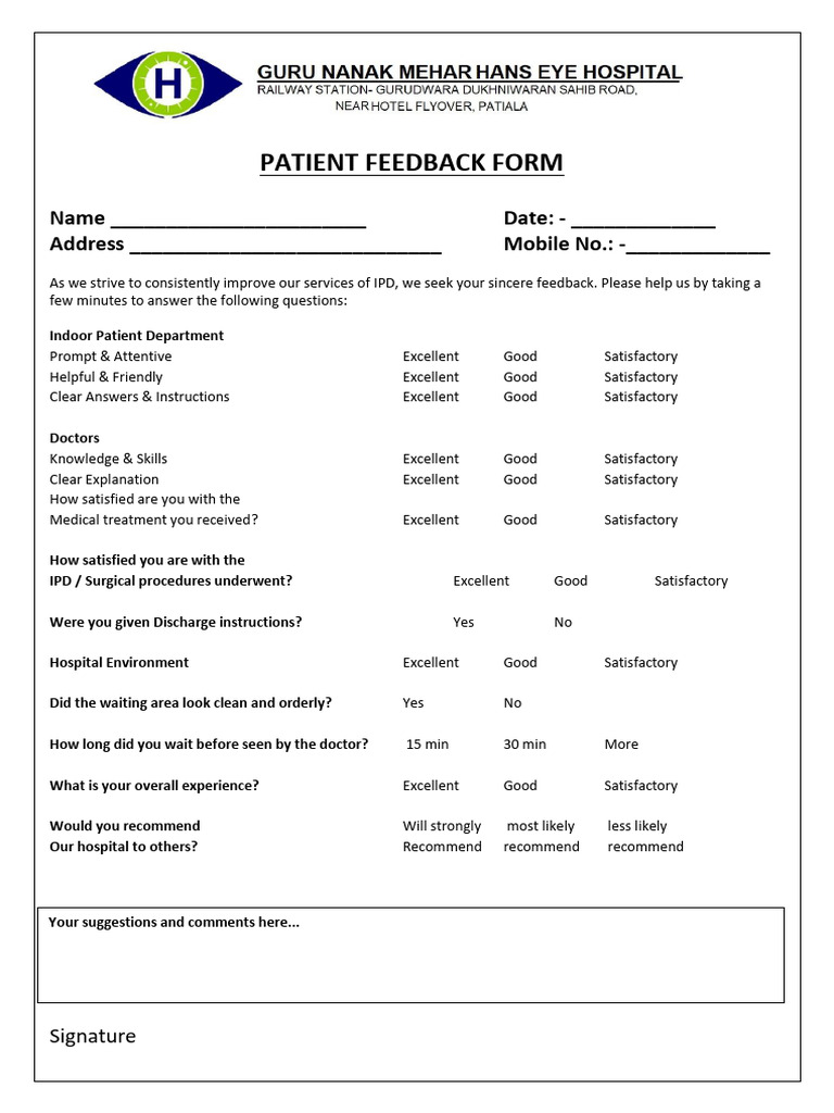 Feedback Form Punjabi IPD 16112023 | PDF