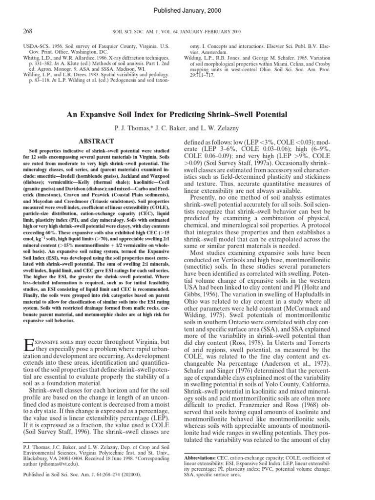 Expansive Soil Index for Shrink-Swell Potential | PDF | Soil | Clay