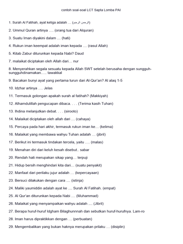 Contoh Soal LCT | PDF