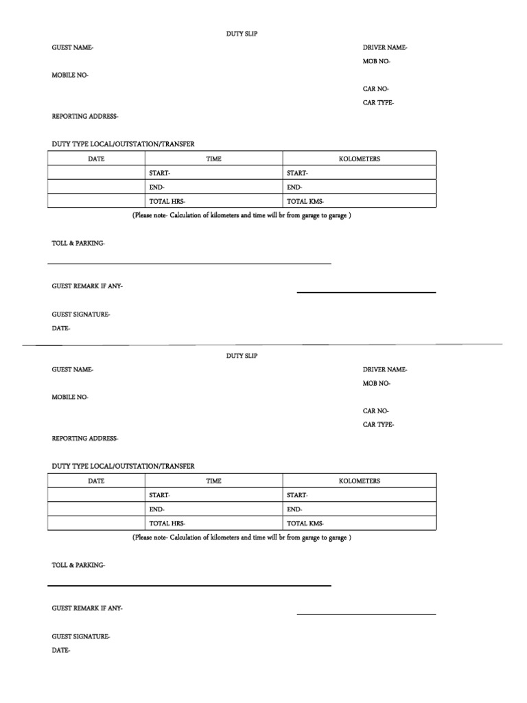 Duty slip-DESKTOP-EKE9BS4 | PDF