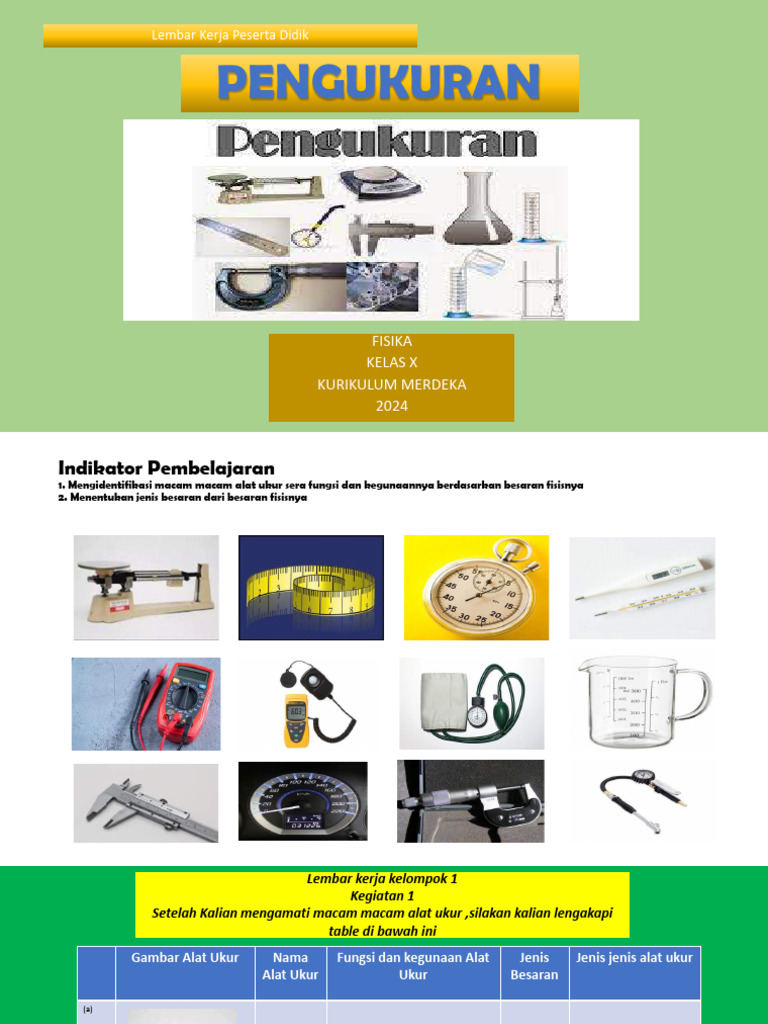 Lembar Kerja Alat Ukur Fisika Kelas X | PDF | Metode & Bahan Ajar ...