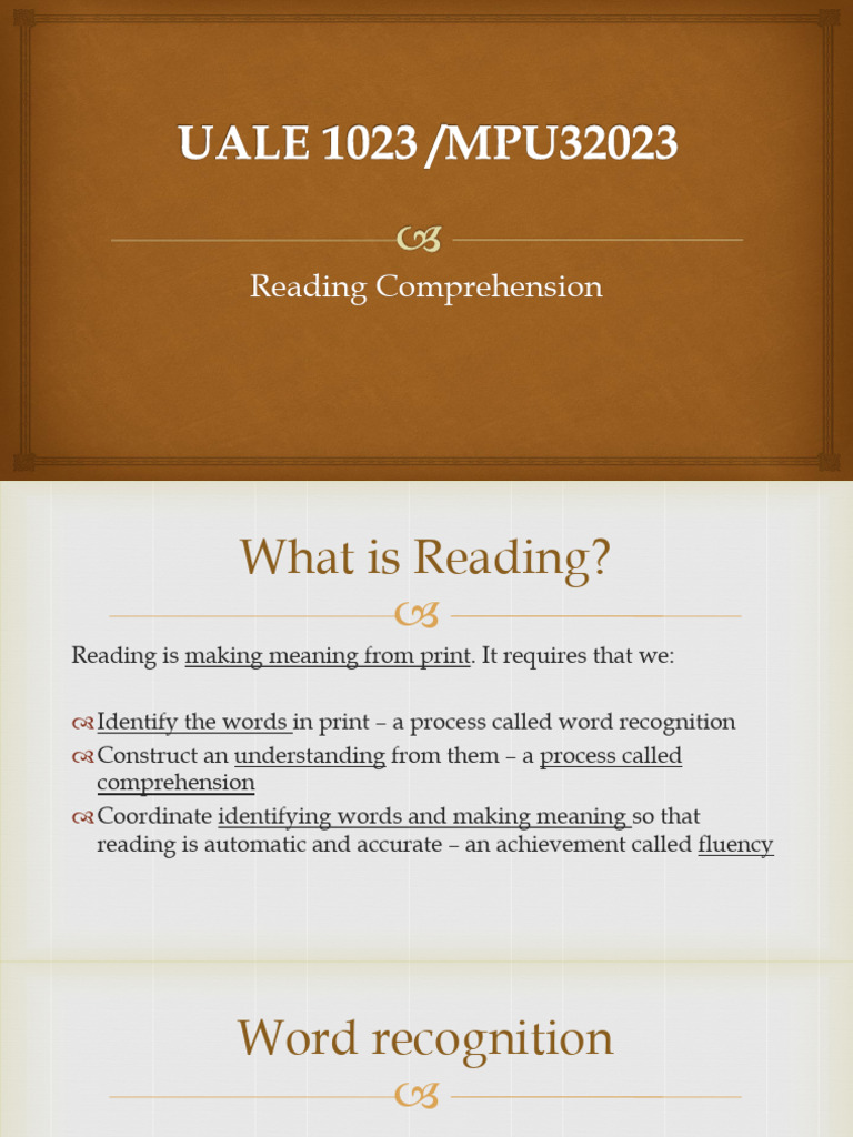 L2-Reading_Comprehension_1_ | PDF | Speed Reading | Reading Comprehension