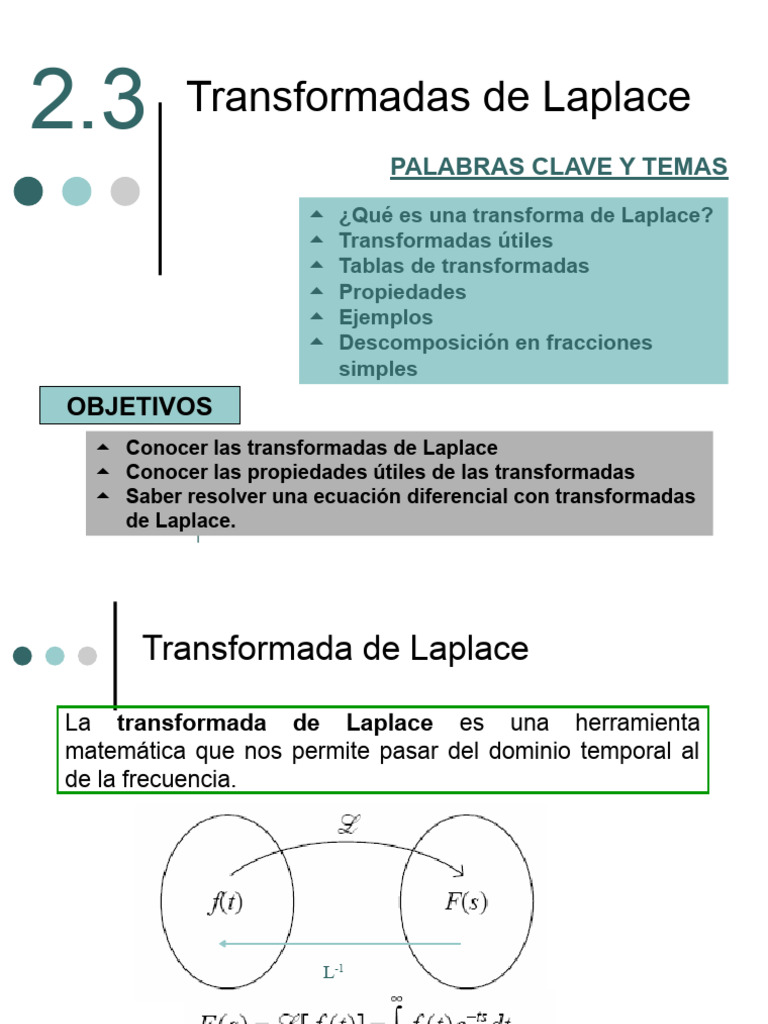T2.3 Transformada de Laplace | PDF | Transformada de Laplace | Ecuaciones