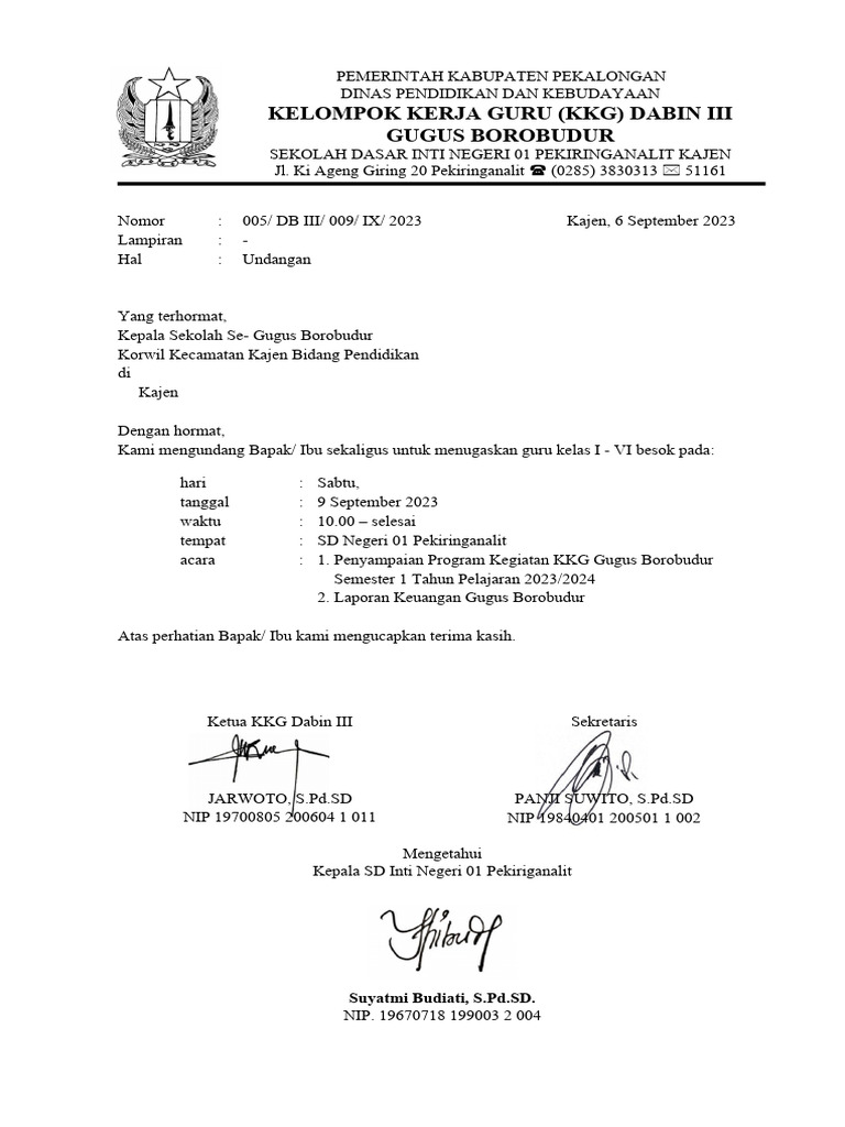 Undangan KKG 1 | PDF