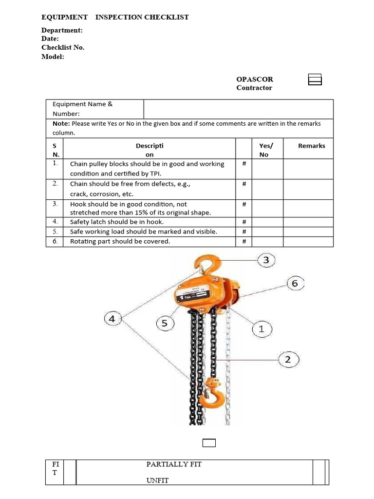 Chain Pulley Block Inspection Checklist | PDF