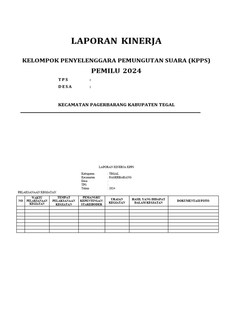 Format Lapkin KPPS Pemilu 2024 | PDF