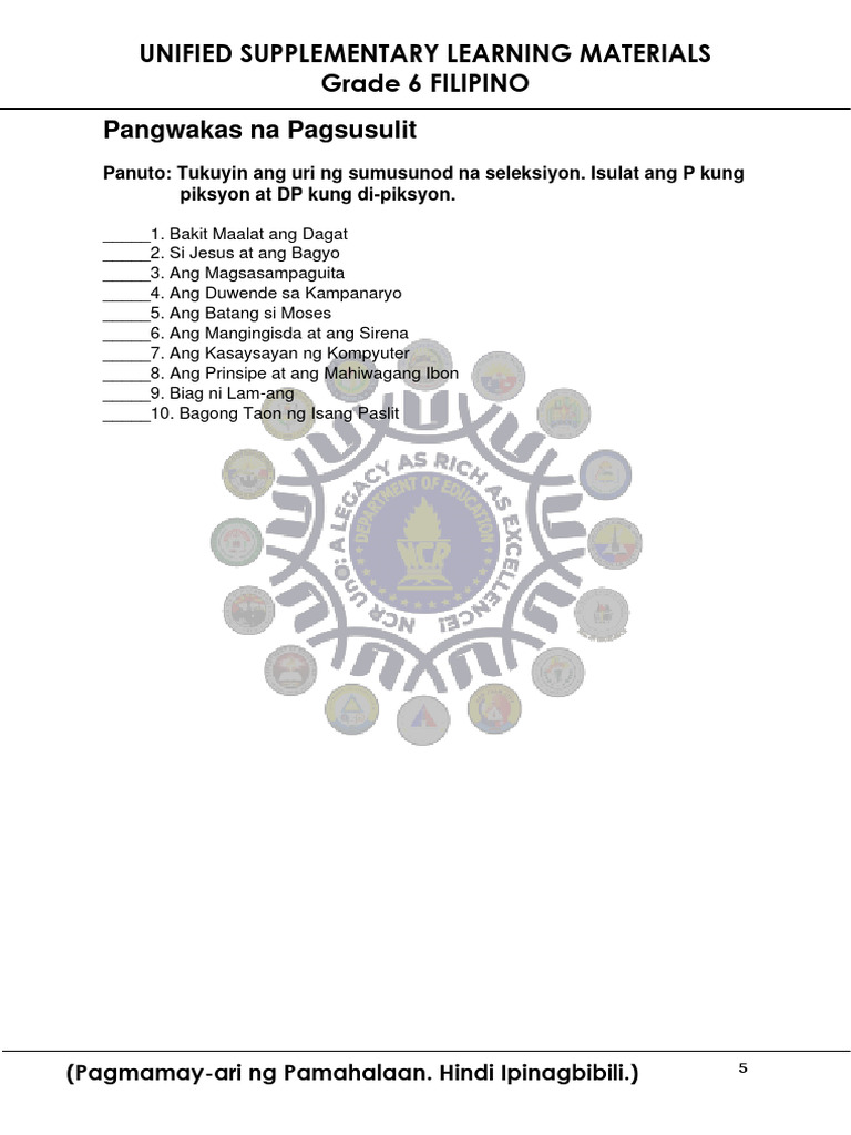 FILIPINO Gawain Bilang 3 | PDF