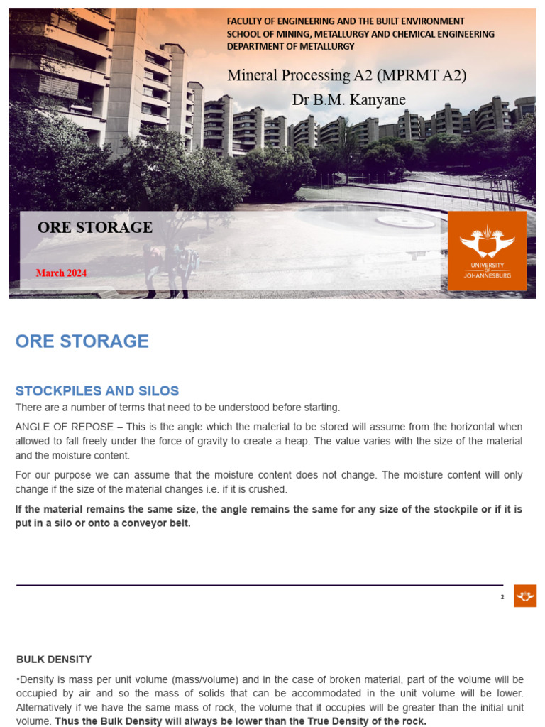 Ore Storage Calculations | PDF | Area | Density