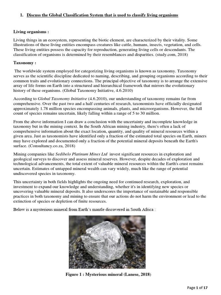Chemistry For Miners Assignment | PDF | Taxonomy (Biology) | Ecosystem