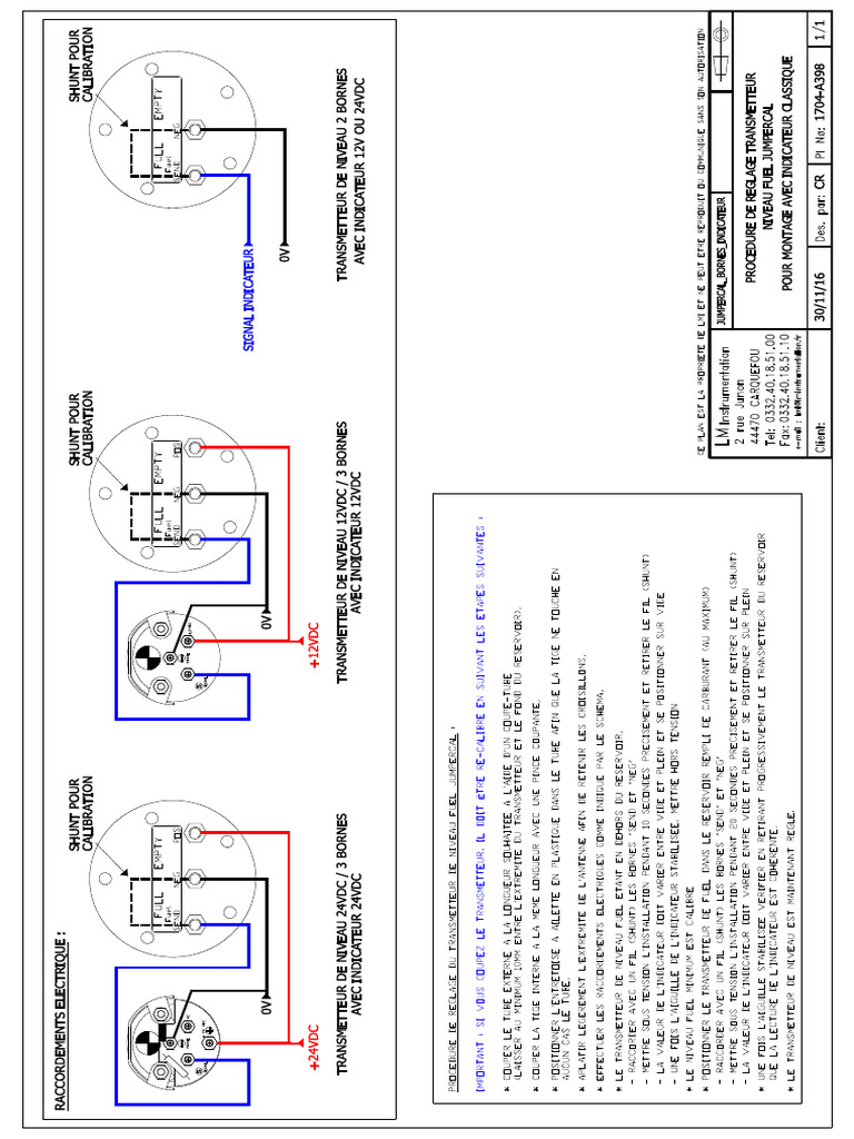 Procédure de Réglage Transmetteur Niveau JumperCal_Bornes_Indicateur | PDF