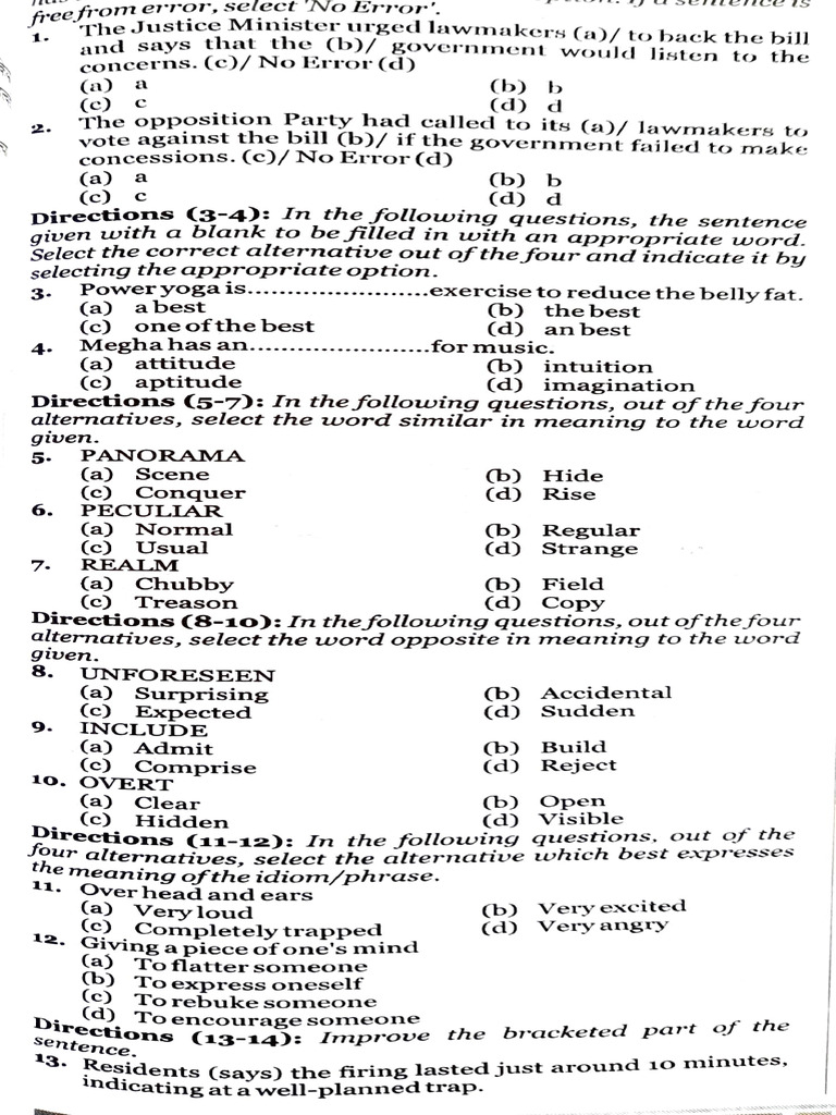 Error Correction and Vocabulary Exercises | PDF