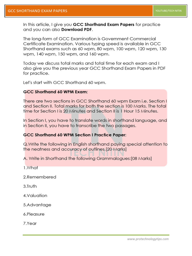 GCC Shorthand Exam Papers | PDF | Goods | Insurance