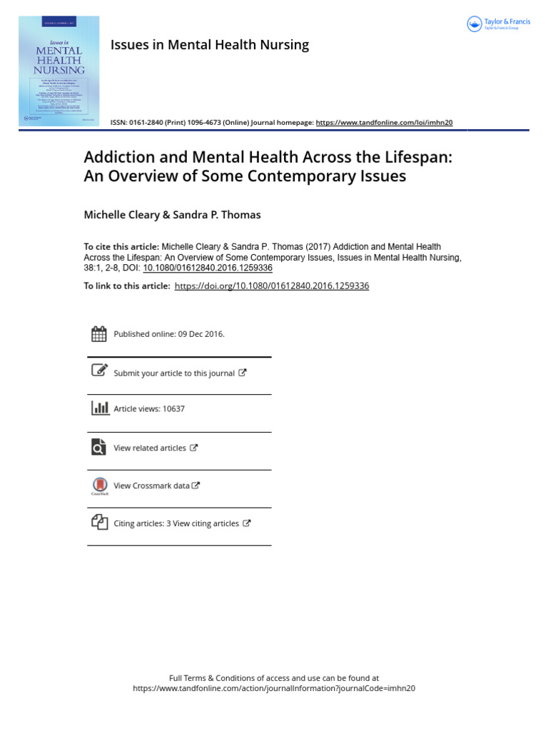 Addiction and Mental Health Across The Lifespan An Overview of Some ...