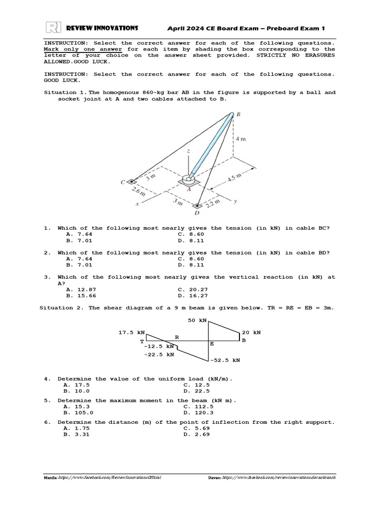 Preboard Exam No. 1 Psad | PDF