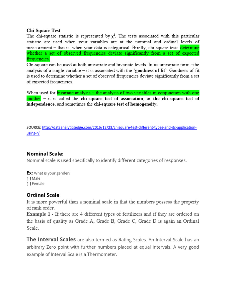 Chi Square Test Pdf Research Design Level Of Measurement