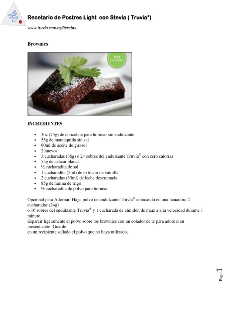 Postres Light con Stevia y Truvía | PDF | Postres | Cocinando