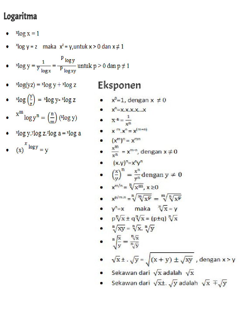Matematika Eksponen Log Persamaan Pdf