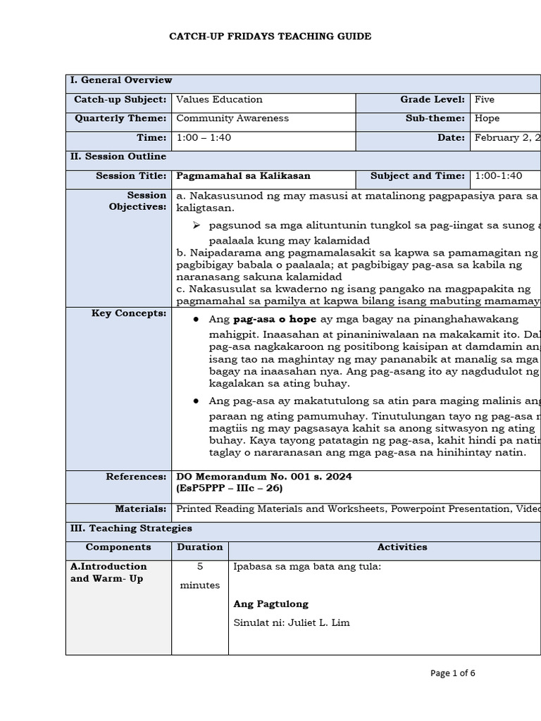 Grade 5 Feb 2-Values Ed | PDF