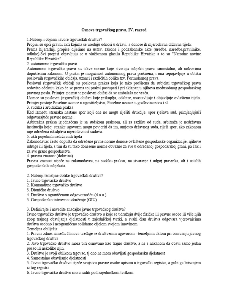 Osnove Trgovačkog Prava | PDF