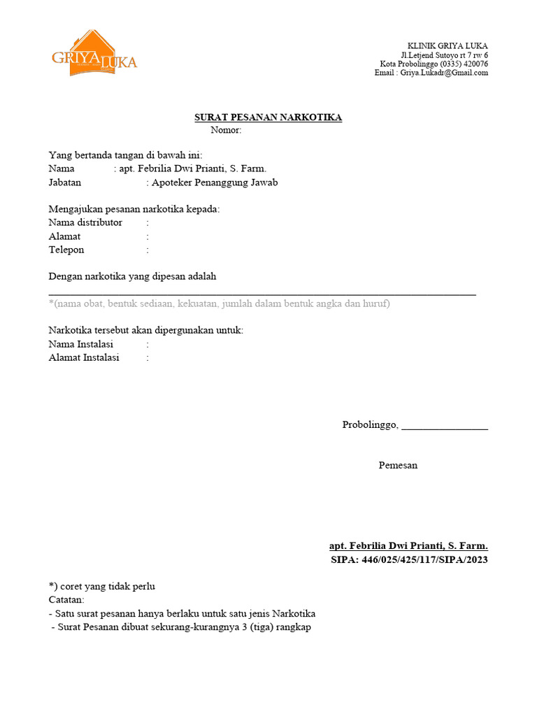 Format SP Narkotik Dan Psikotropik | PDF