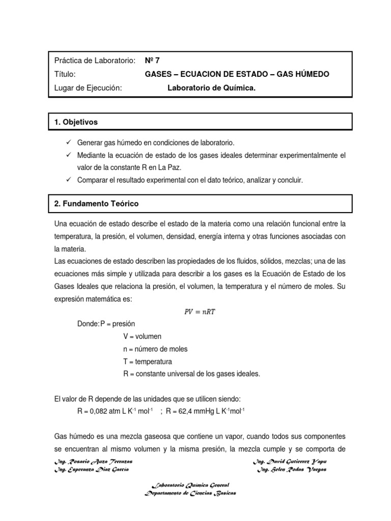 PRACTICA 7 (Gases II) | Descargar gratis PDF | Gases | Materiales