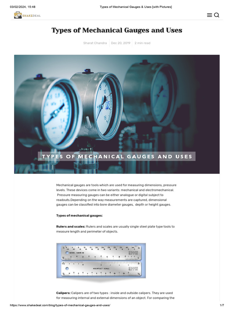 Types of Mechanical Gauges & Uses | PDF | Equipment | Tools
