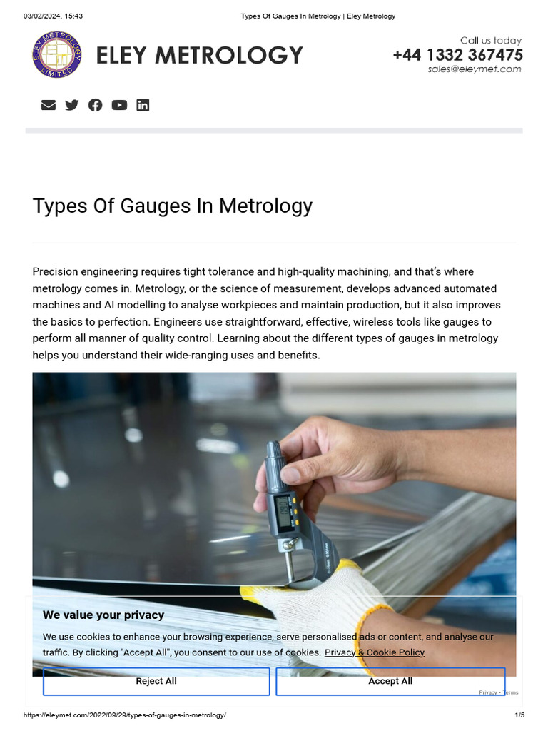 Types of Gauges in Metrology Explained | PDF