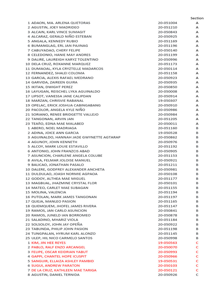 Section Reassignment Pdf