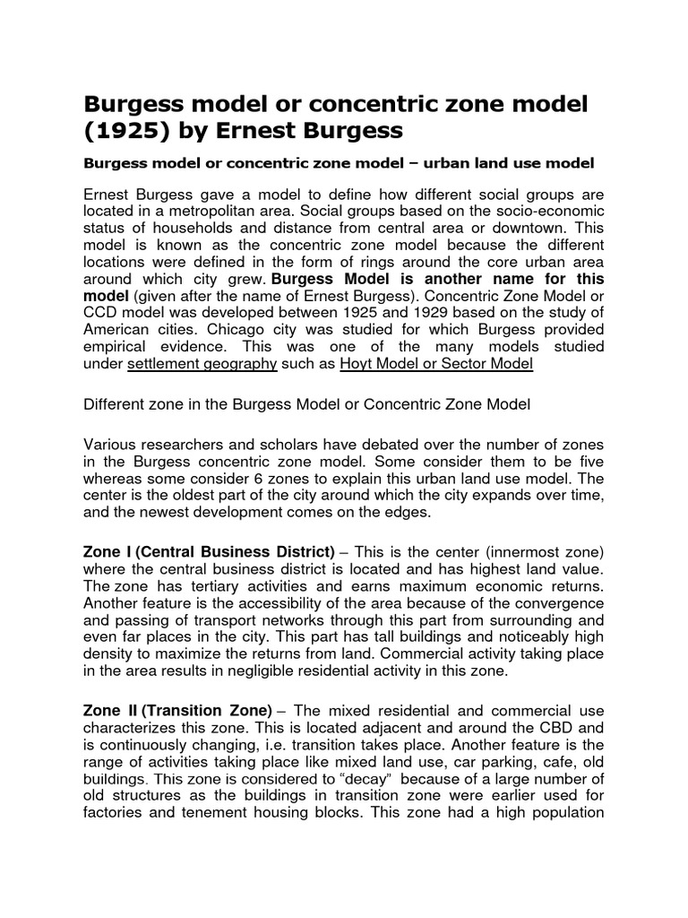 Understanding the Burgess Model | PDF | Suburb | Planning