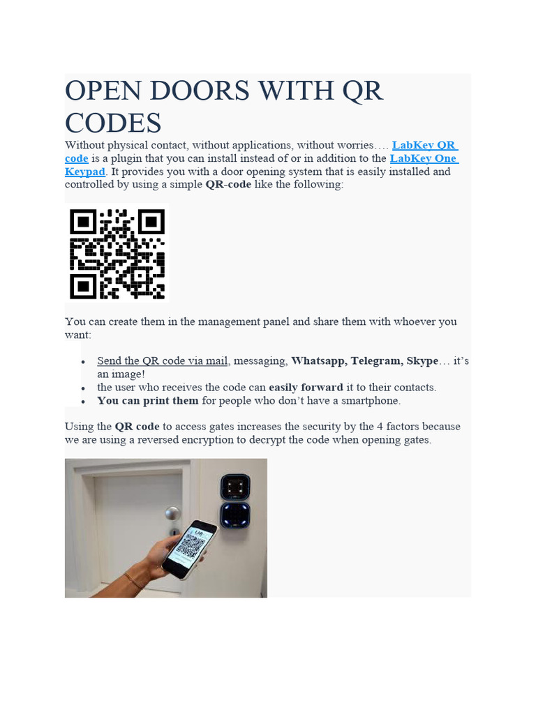 Open Doors With QR Codes | PDF