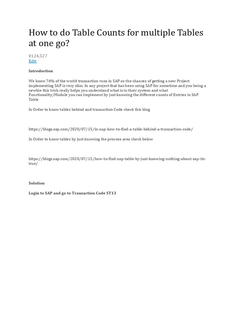 How To Do Table Counts For Multiple Tables at One Go | PDF | Career ...